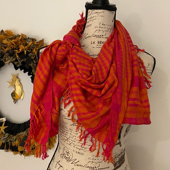 Accessories | Orange And Fuchsia Square Scarf 41x41 | Poshmark